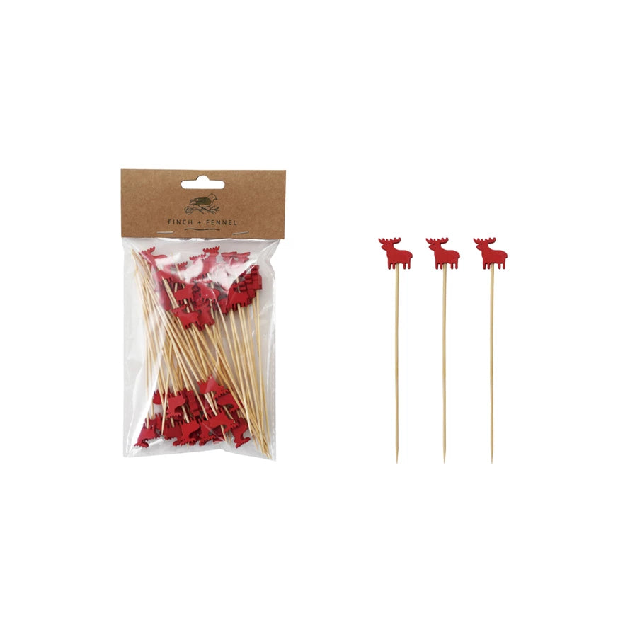 Bamboo Skewers with Moose-Shaped Handles - Set of 50 | Finch + Fennel ...